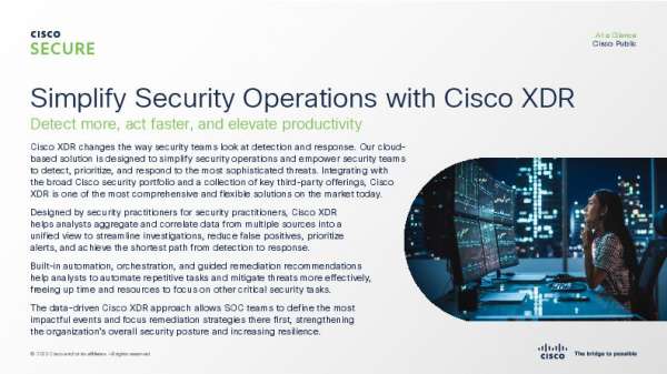 Cisco XDR at a Glance - Broadband telecommunication -network security